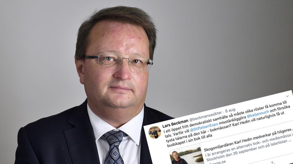 Lars Beckman (M) försvarar högerextrem bokmässa – attackerar Expo | Dagens ETC